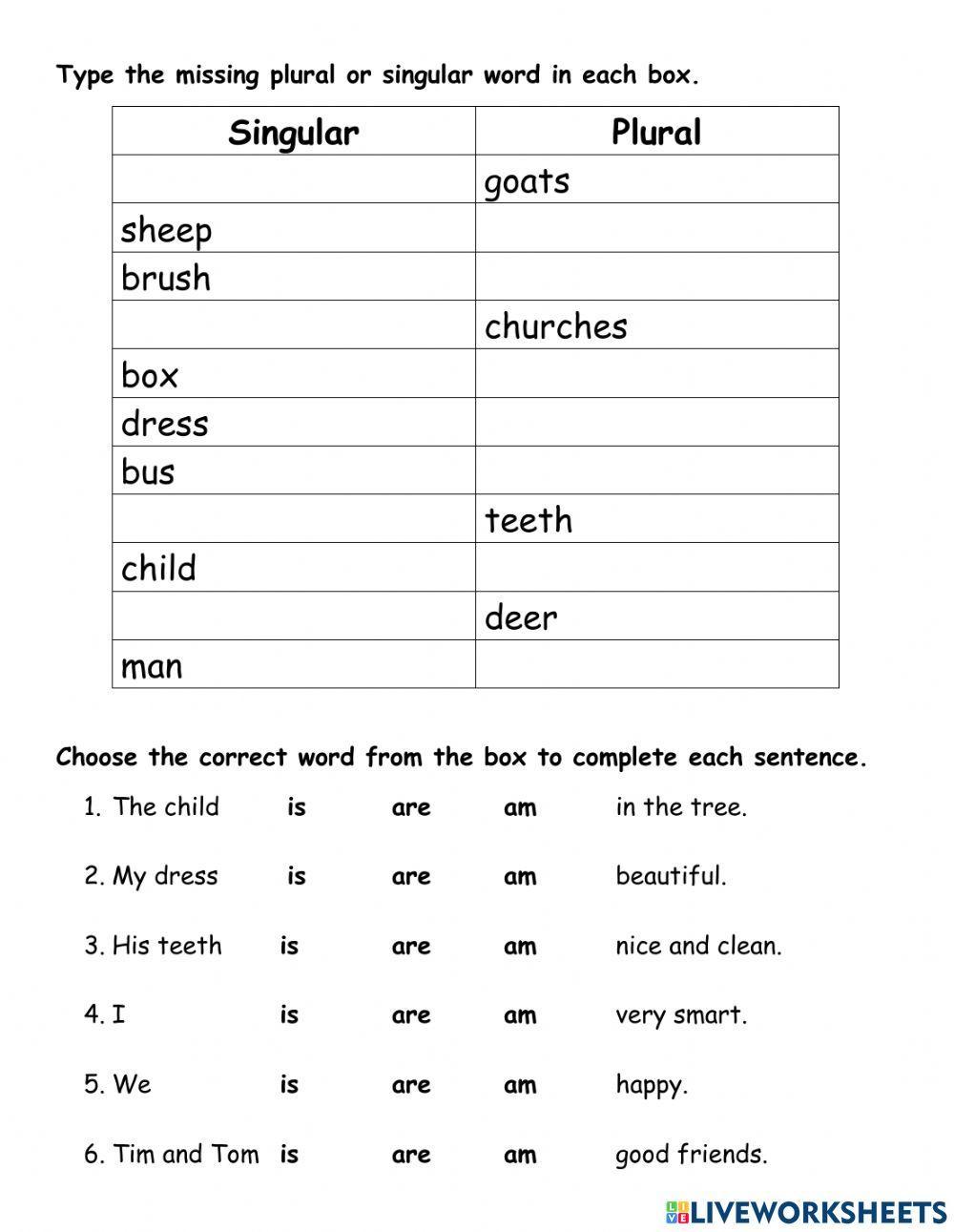 1051868 | Review: Singular and Plural and Verbs to be