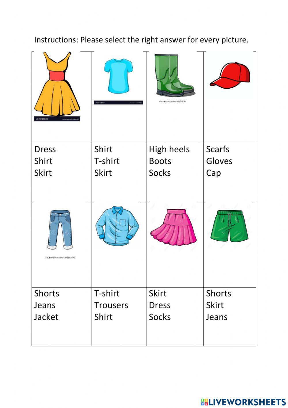 Clothes 1051921 | yanab | LiveWorksheets