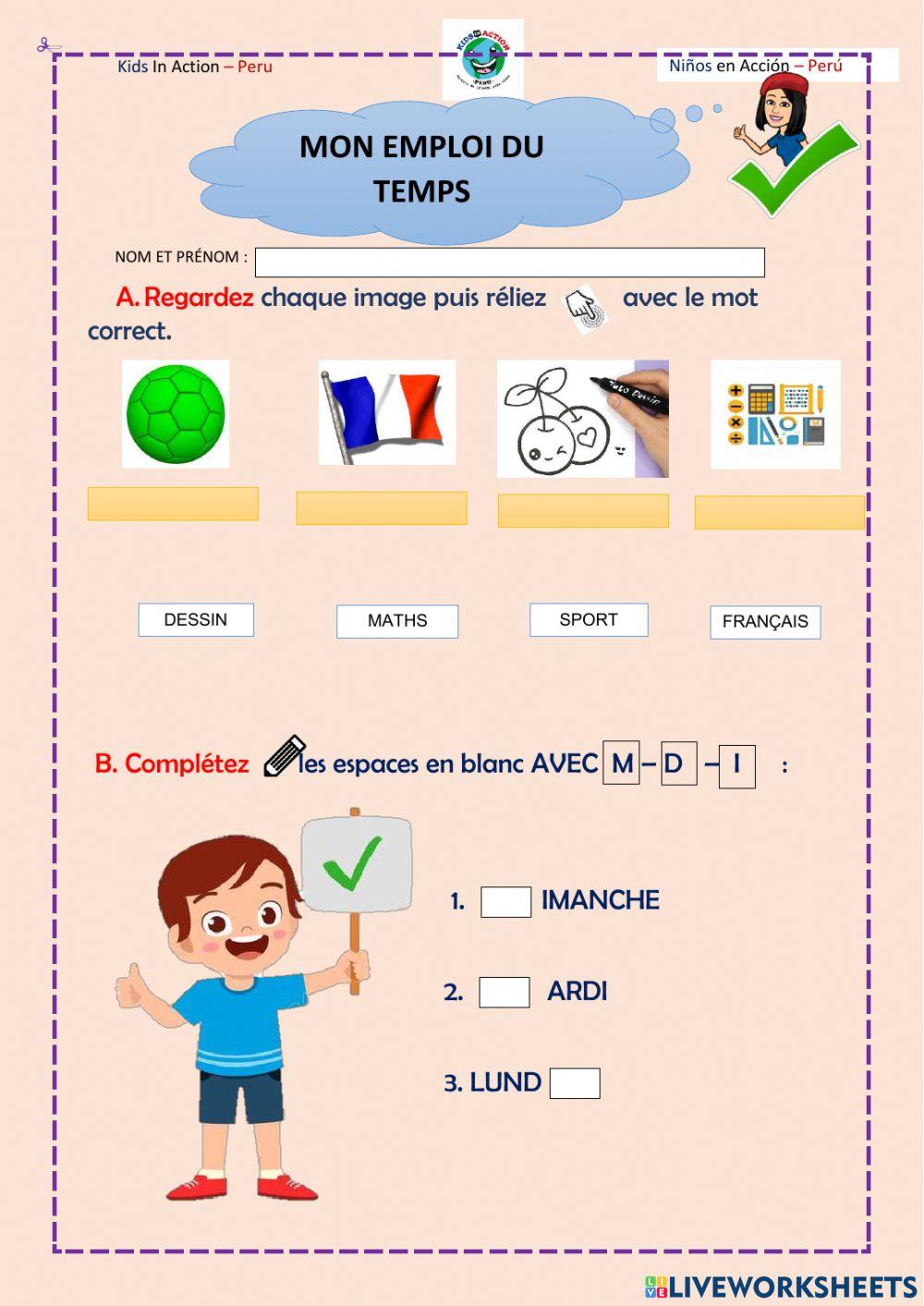 Francés interactive activity | Live Worksheets