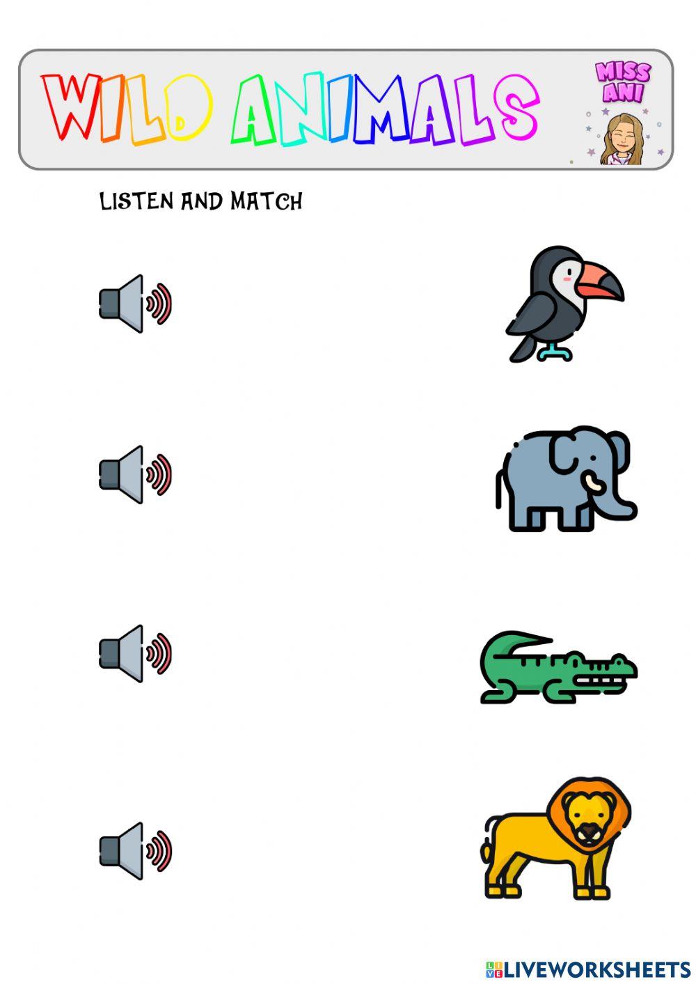 Wild animals. Can worksheet | Live Worksheets