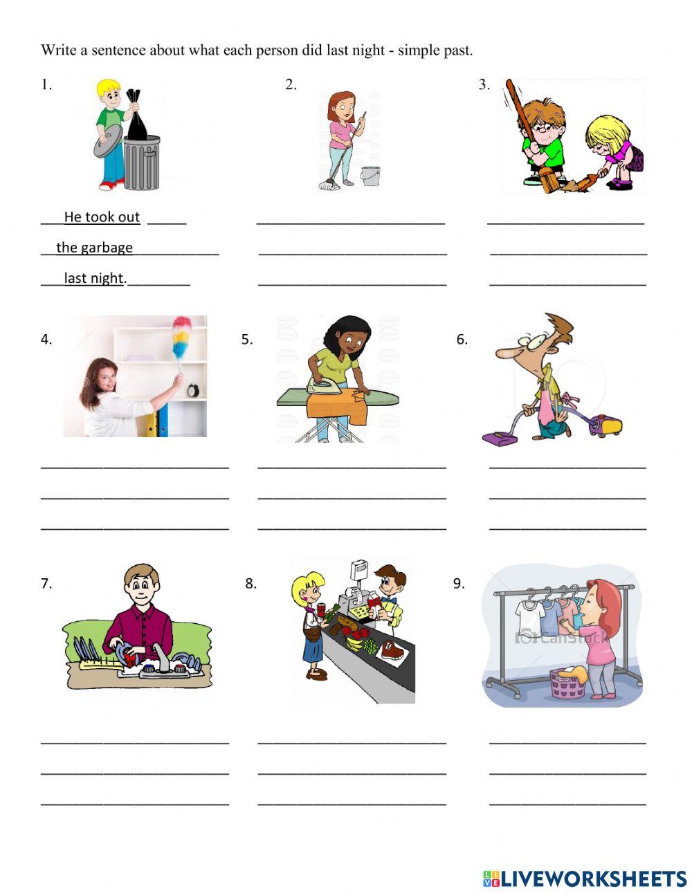 Daily chores | Free Interactive Worksheets | 1052212