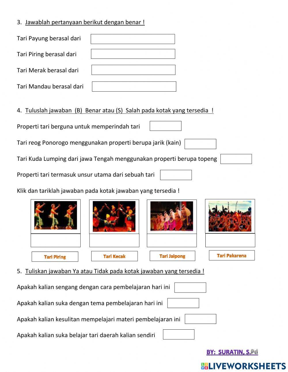 LKPD SENI BUDAYA-SURATIN worksheet | Live Worksheets