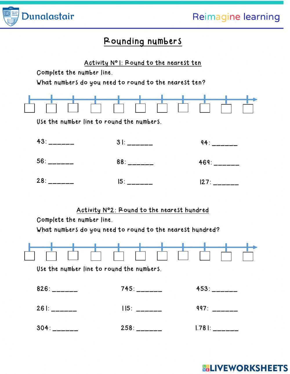 rounding number line interactive