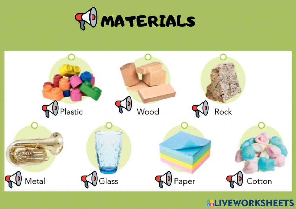 Materials | Free Interactive Worksheets | 1053067