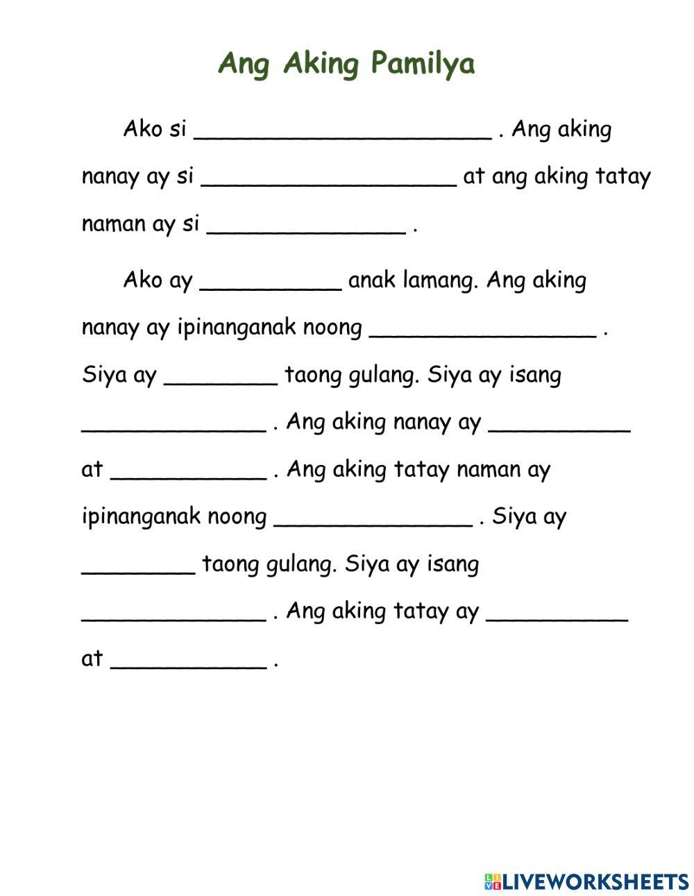 Ang Aking Pamilya Activity Live Worksheets - vrogue.co