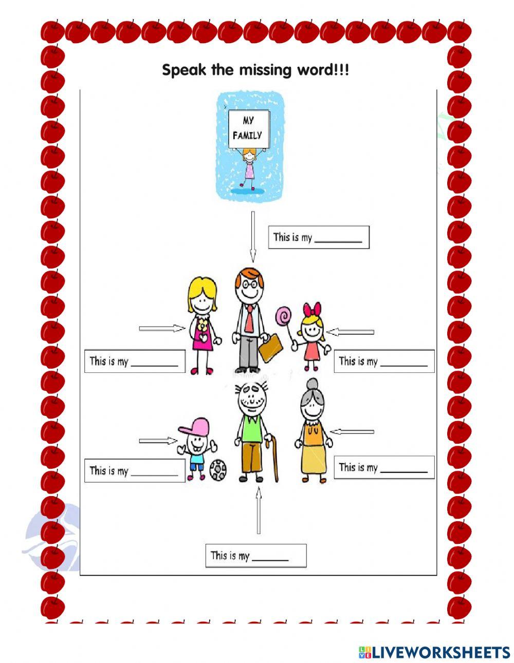 Family members online exercise for grade 1 | Live Worksheets