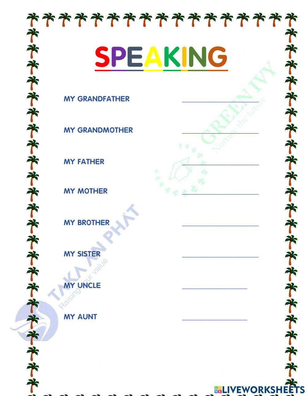 Family online exercise for Grade 1 | Live Worksheets