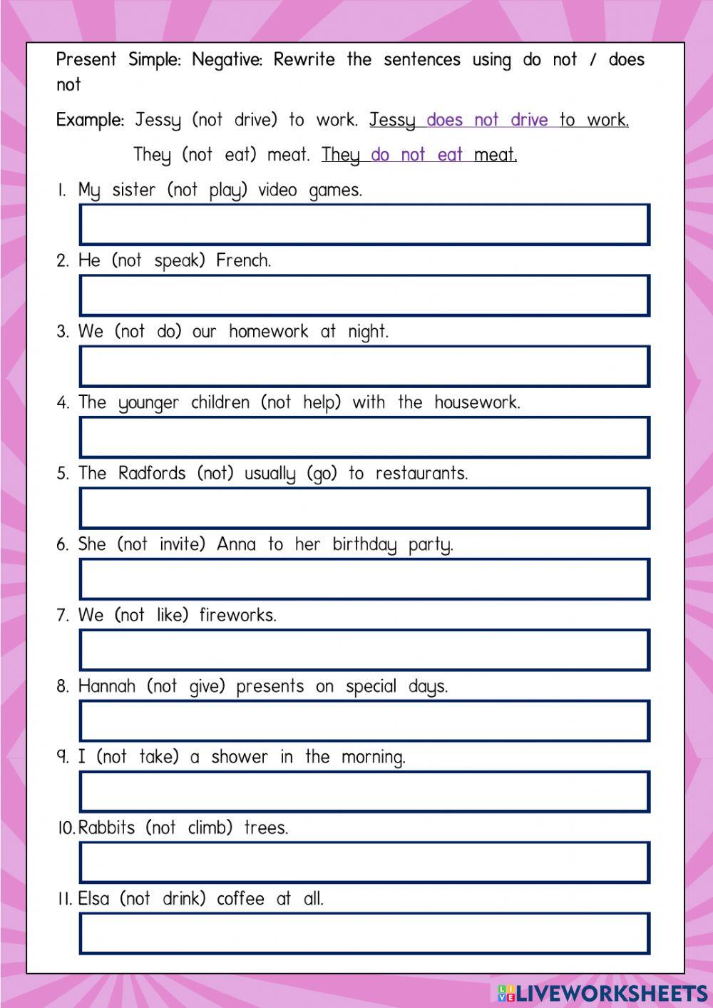Grammar 3 online worksheet | Live Worksheets