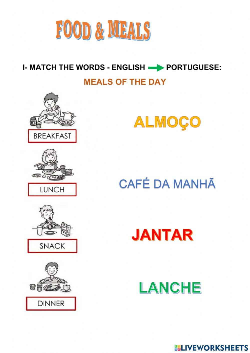 Meals of the day activity for Fundamental I | Live Worksheets
