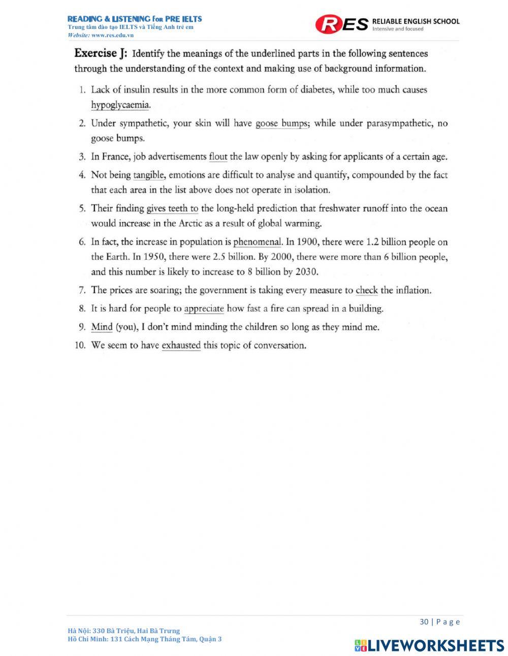 RL For Pre Les 1 Reading worksheet | Live Worksheets