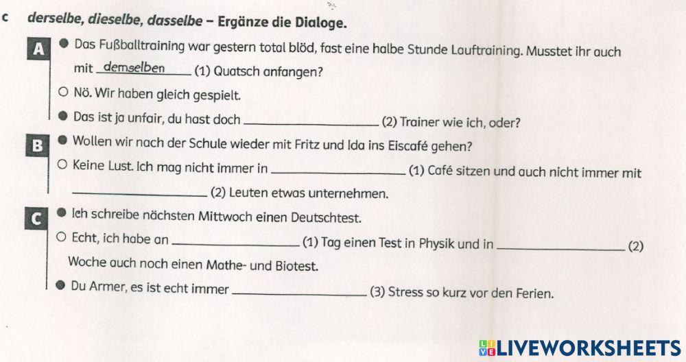 derselbe-dassel… | Free Interactive Worksheets | 5052658