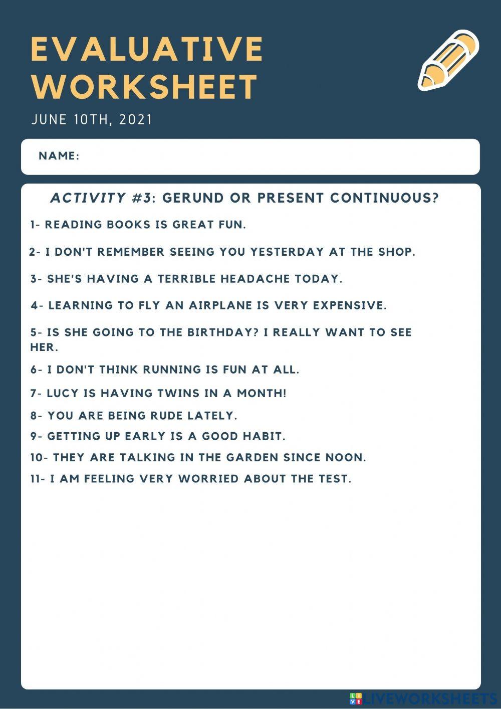 Evaluative worksheet interactive worksheet | Live Worksheets