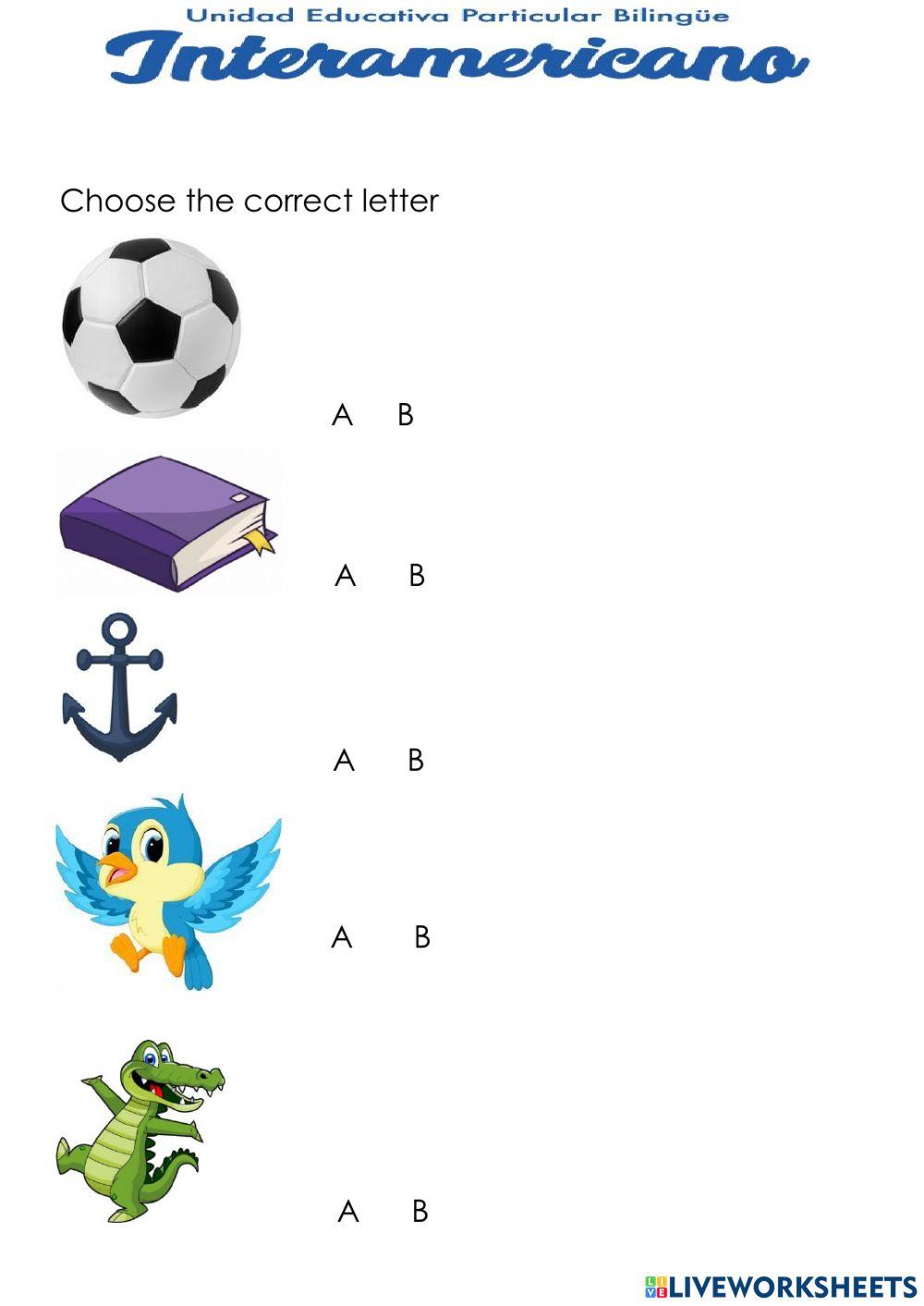 Letter a and b interactive worksheet | Live Worksheets