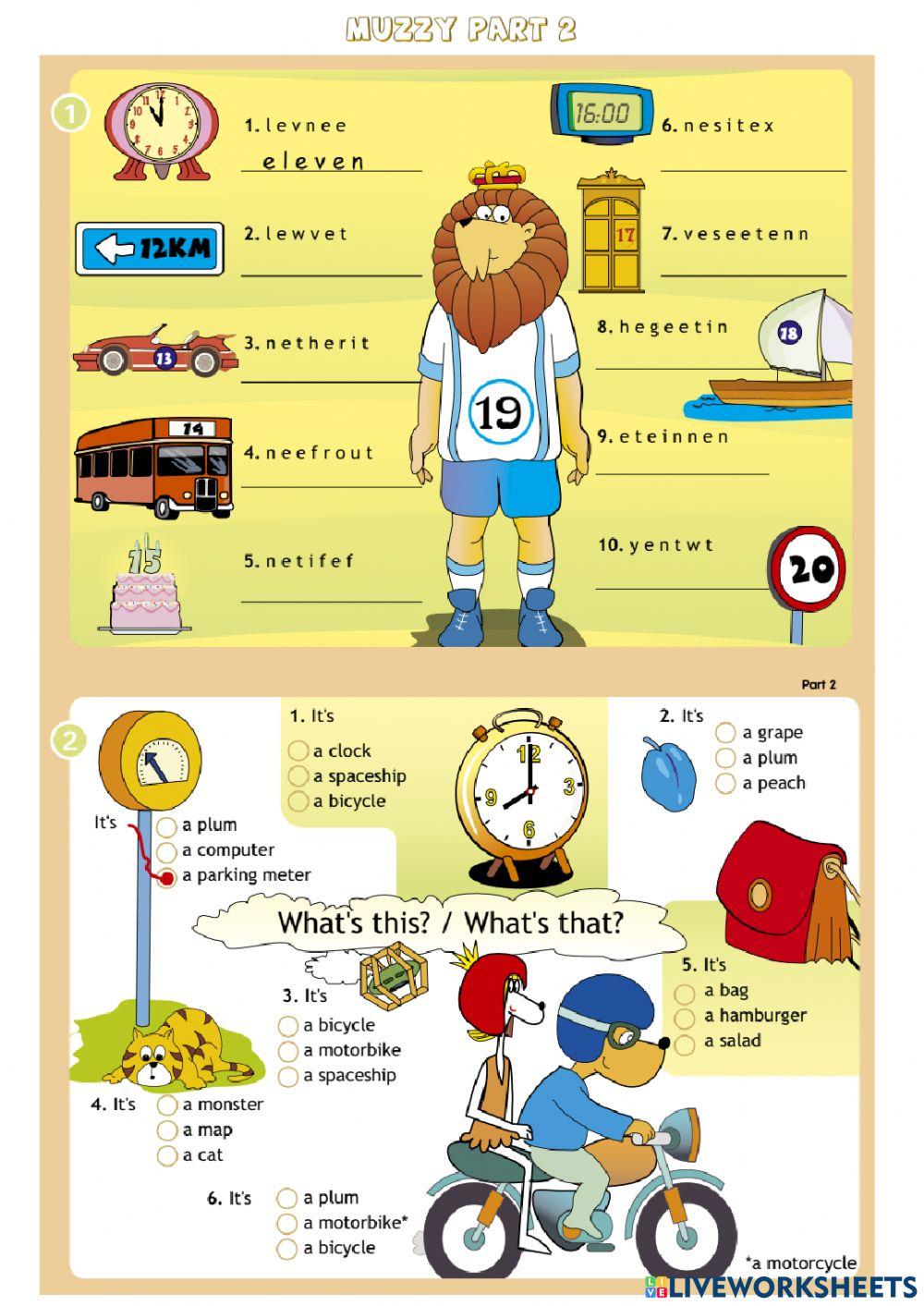 Muzzy Part 2 | Free Interactive Worksheets | 6629539