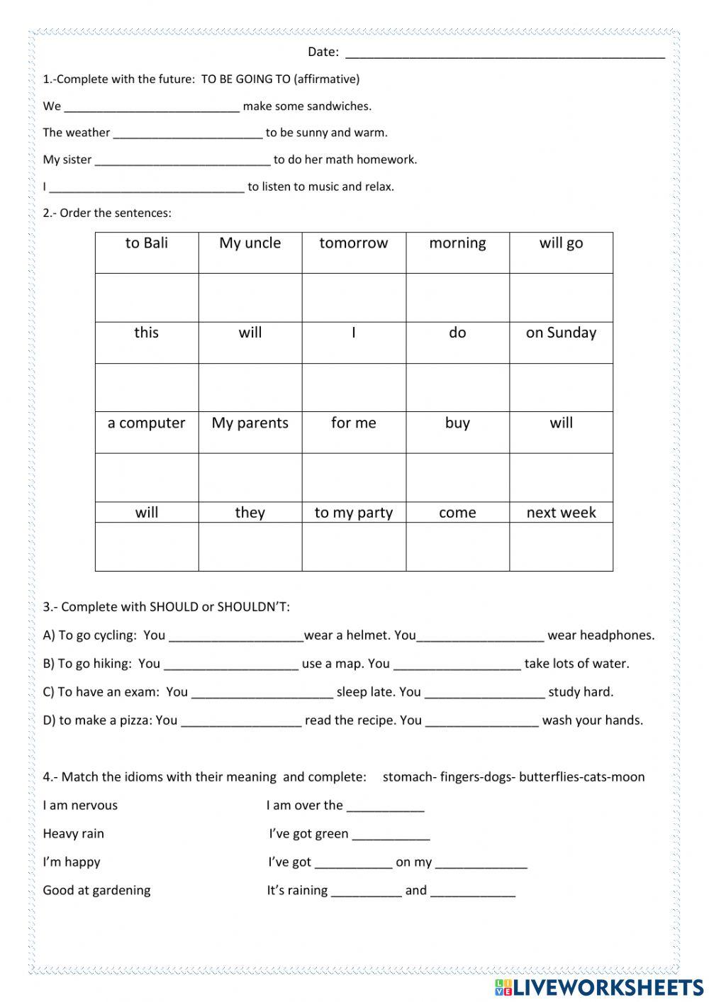 Test unit 6 online exercise for Grade 6 | Live Worksheets