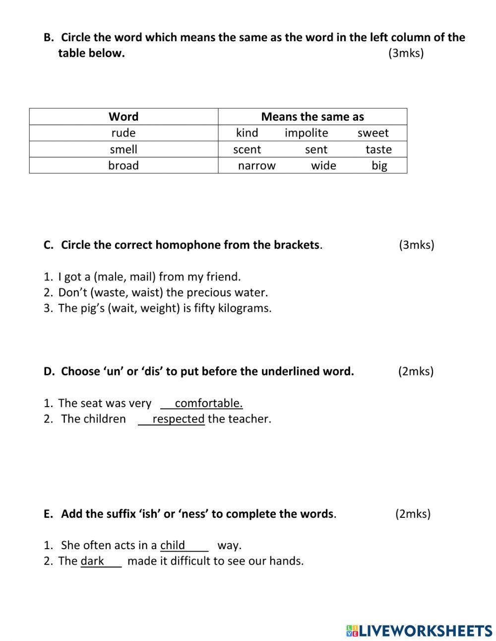 End Of Term Three ELA Test Std 2 2021 Online Exercise For Live End Of Term Three ELA Test Std 2 2021 Online Exercise For Live