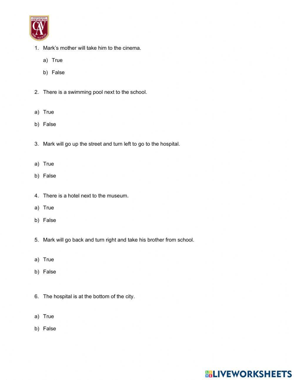 True Or False Questions Directions