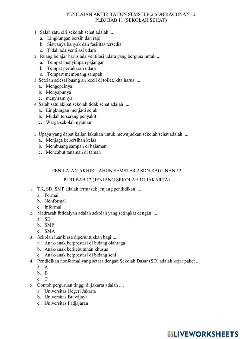 Pat plbj worksheet | Live Worksheets