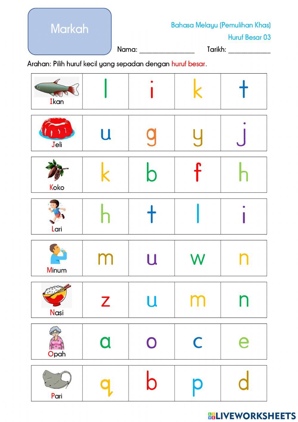 Huruf Besar - Huruf Kecil 02 worksheet | Live Worksheets
