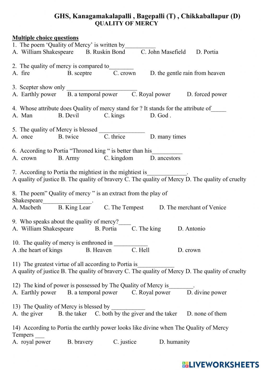 Unit 3 interactive exercise for SSLC | Live Worksheets