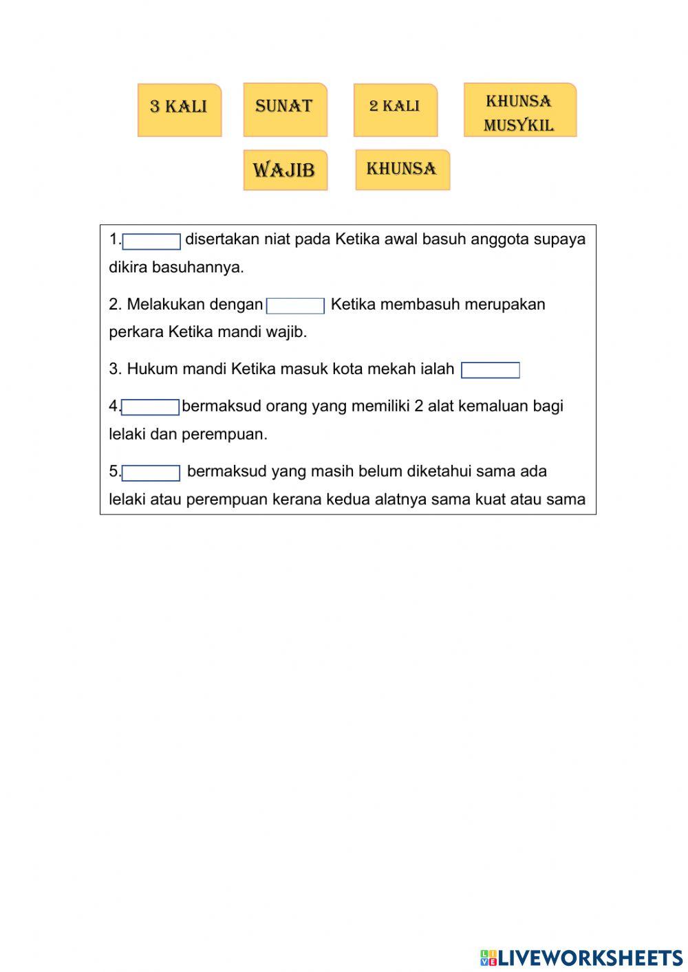 lembaran mandi wajib dan sunat darjah 4 | hnniasyh