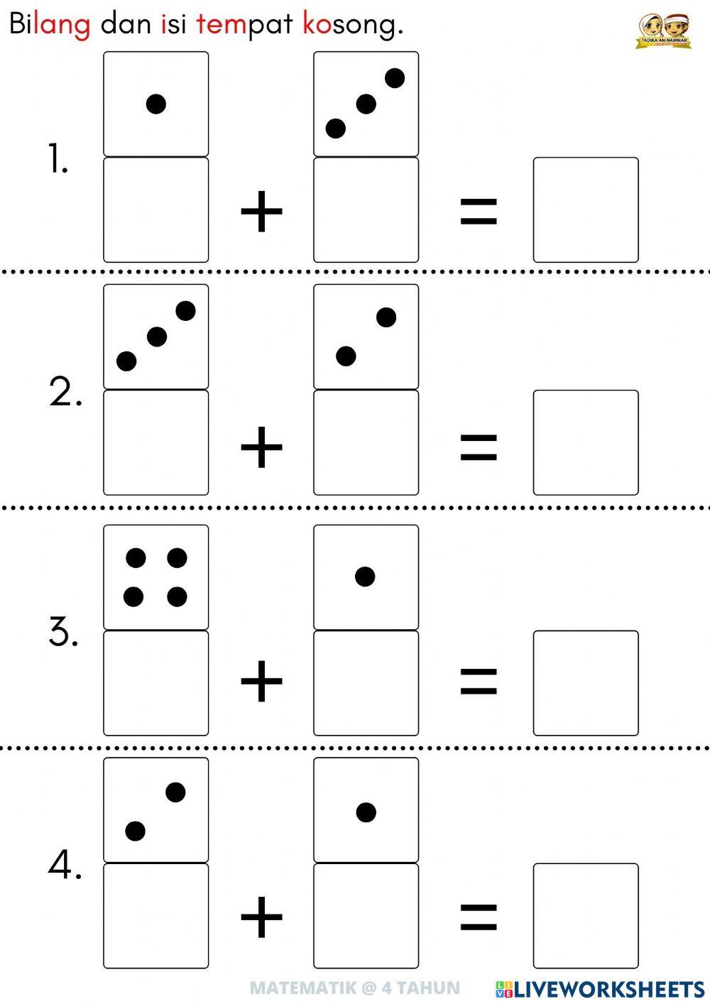 MATHS: Operasi tambah 1-5 interactive activity | Live Worksheets