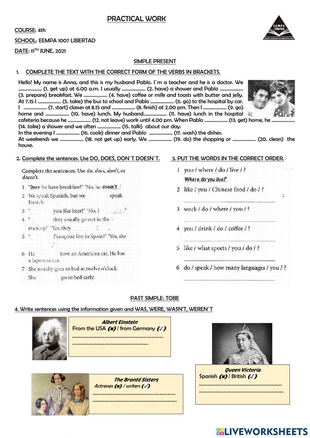 PRACTICAL WORK - 4th - EEMPA worksheet | Live Worksheets