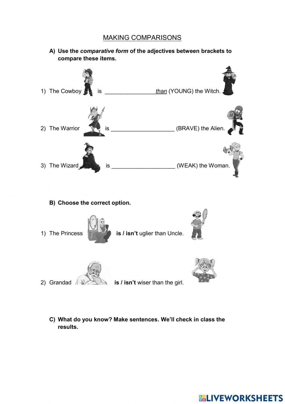Comparative Adjectives (short adjectives) worksheet | Live Worksheets