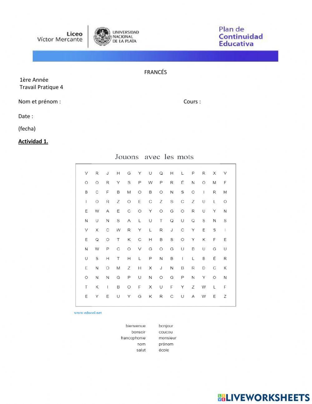 1ro Tp 5 worksheet | Live Worksheets
