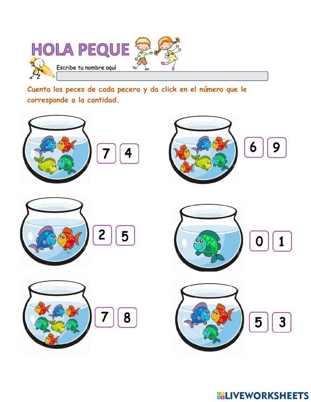 Conteo hasta 7 worksheet | Live Worksheets