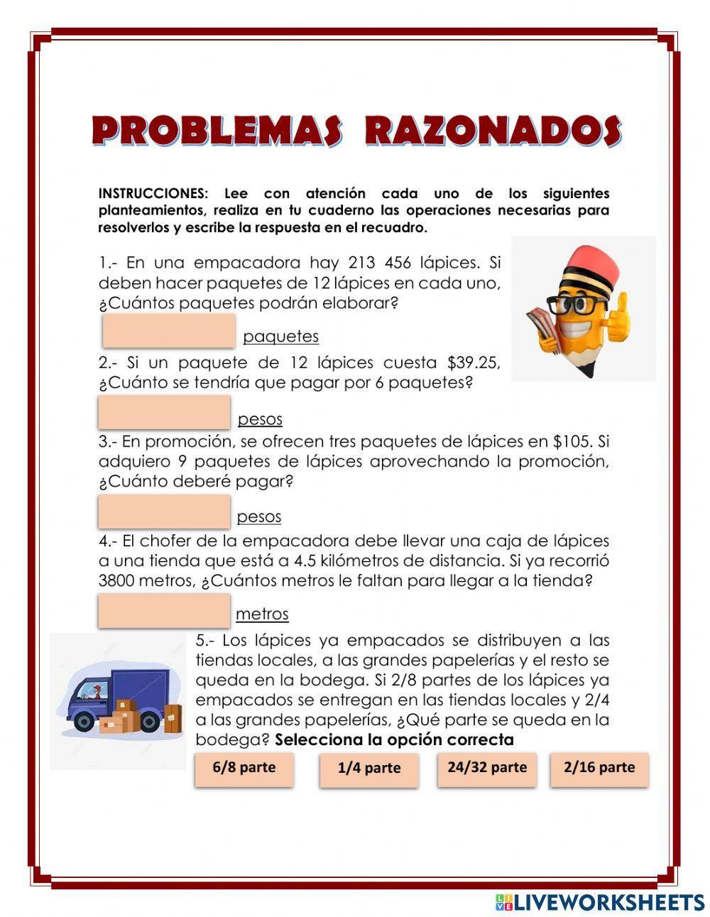 Problemas razon… | Free Interactive Worksheets | 1079225