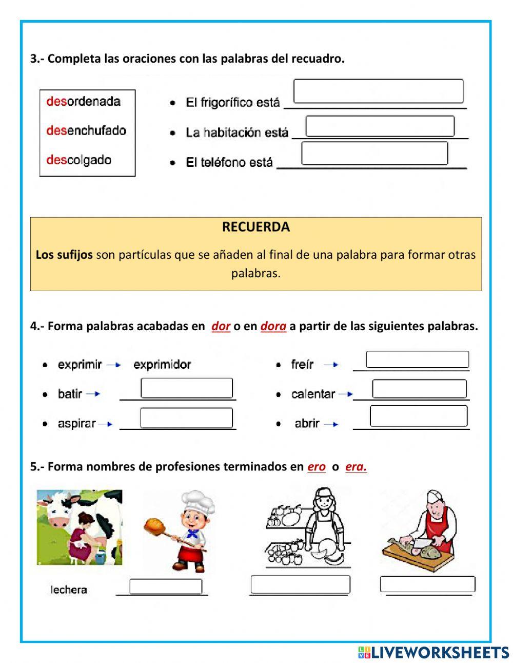 Prefijos Y Sufijos Interactive Worksheet For 5вє Primaria Live ...