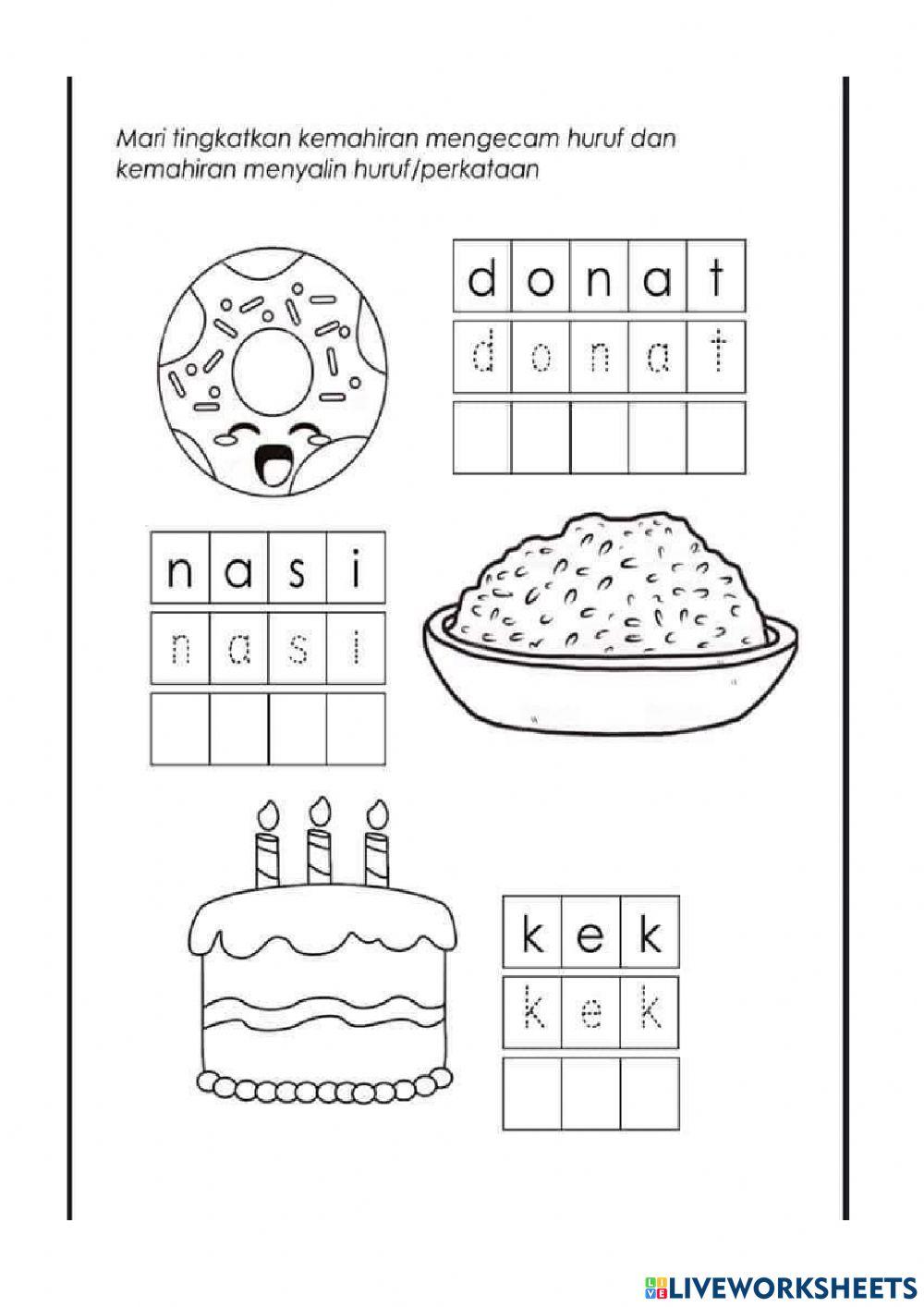 Tema makanan worksheet | Live Worksheets