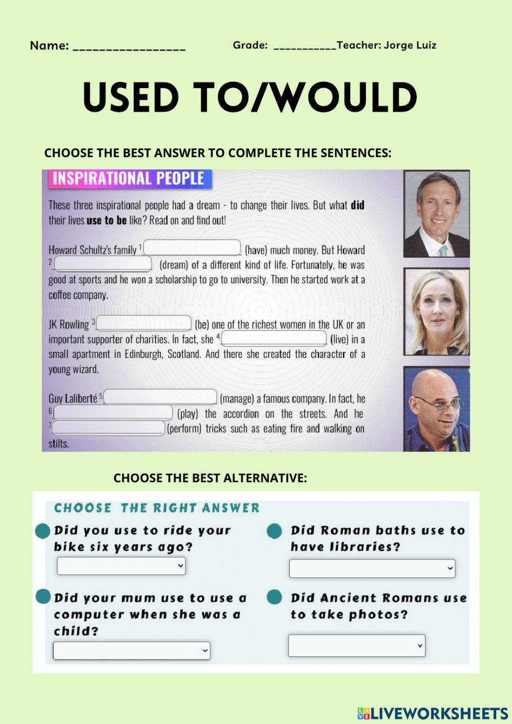 Used to 1079946 | JORGE LUIZ S. LEAL | LiveWorksheets