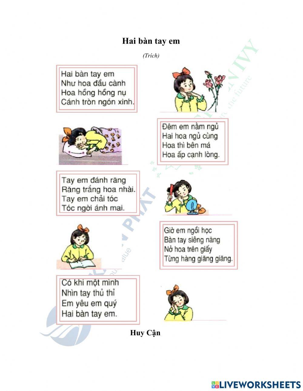 Hai bàn tay em worksheet | Live Worksheets
