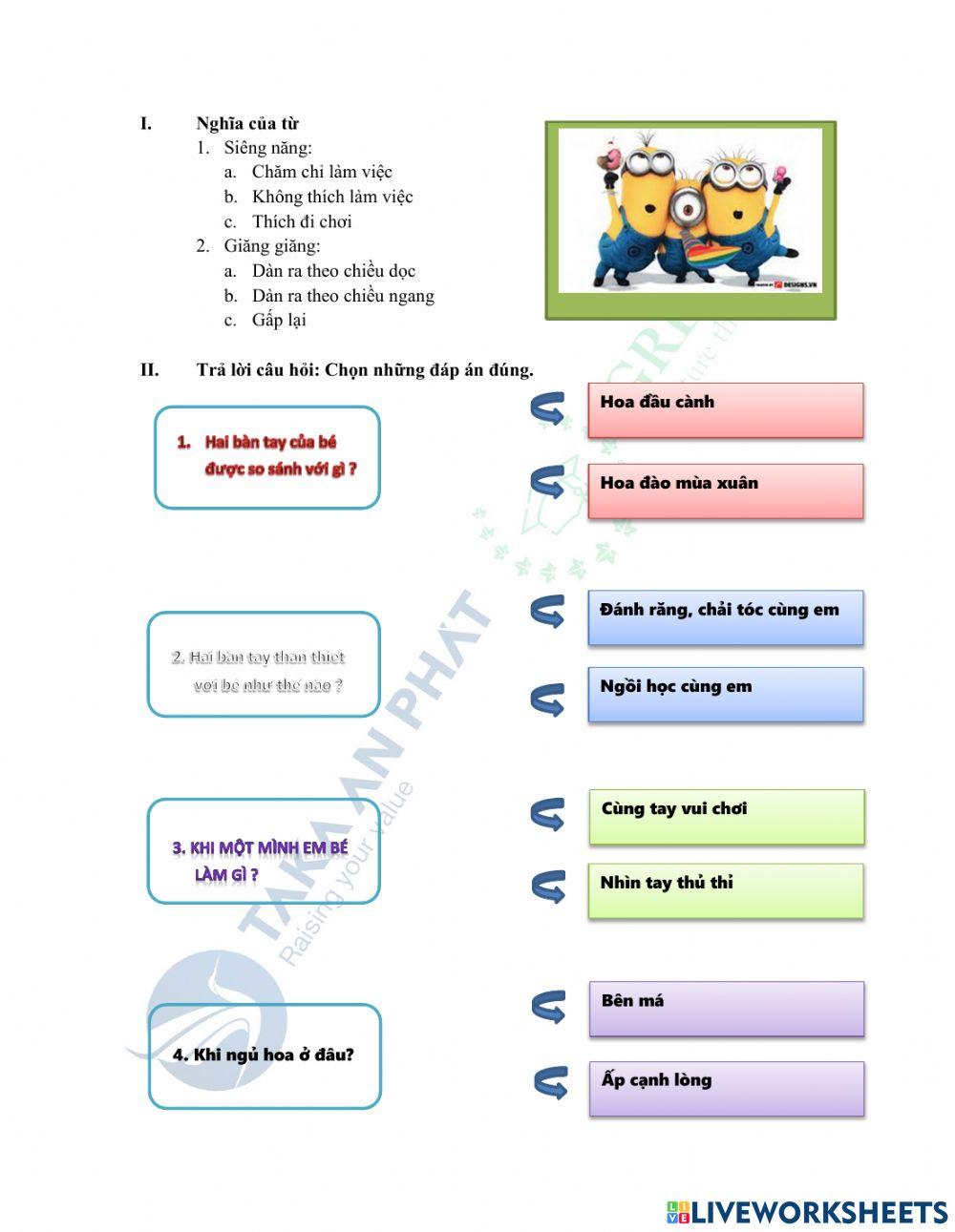 Hai bàn tay em worksheet | Live Worksheets