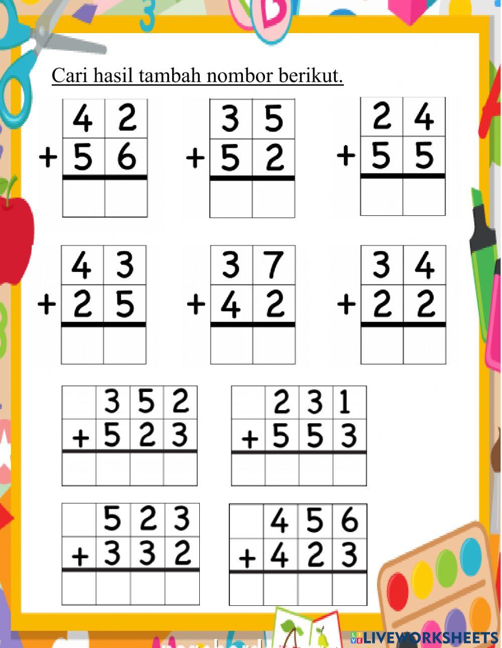 Tahun 2: Tambah… | Free Interactive Worksheets | 3085068
