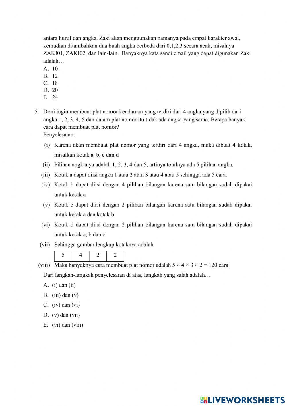 3085082 | TES EVALUASI ATURAN PERKALIAN | Made Vera