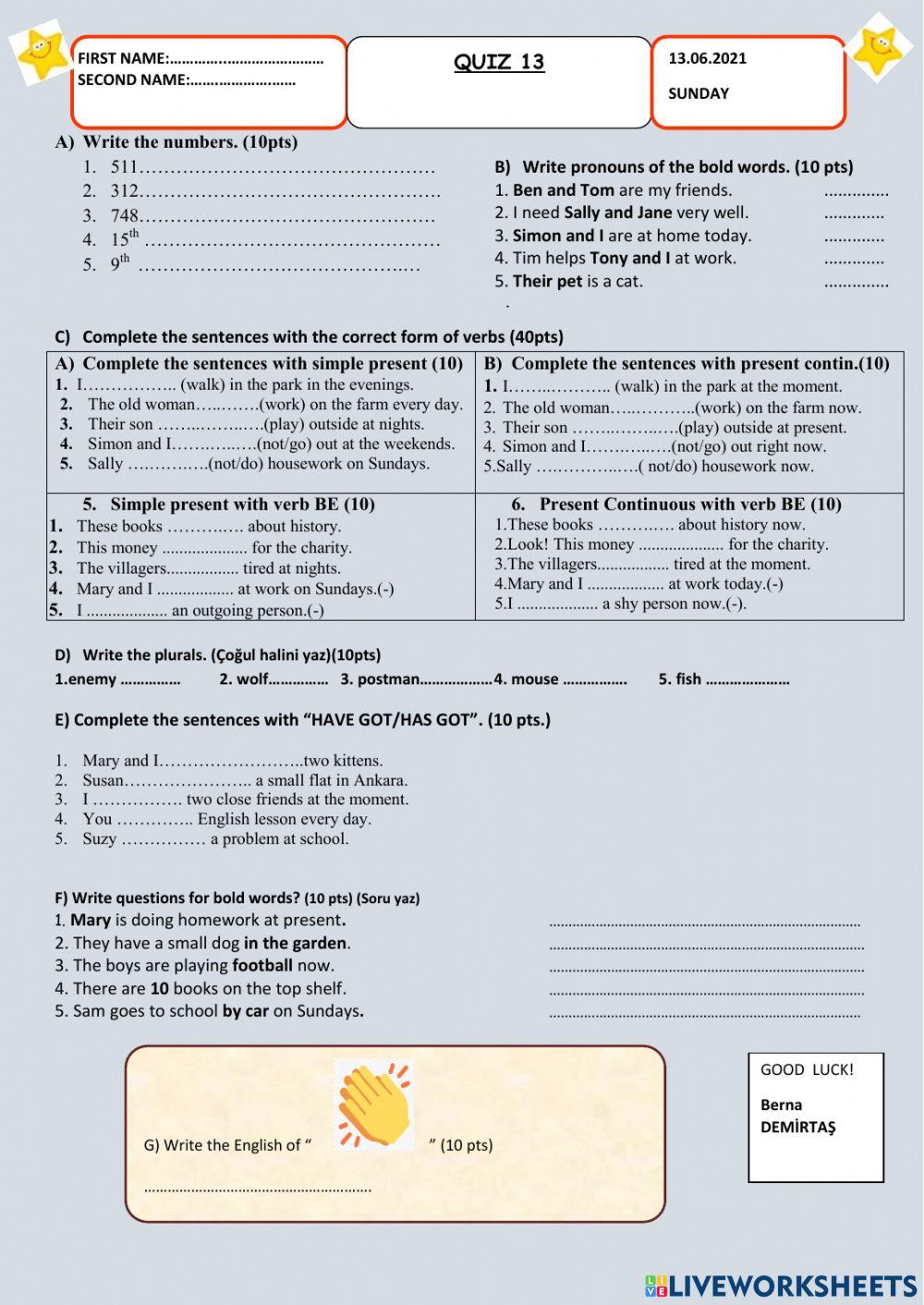 Quiz-13-5th Grade 1081201 | Berna Demirtaş | Live