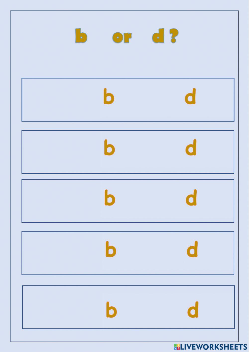 b or d online exercise for | Live Worksheets