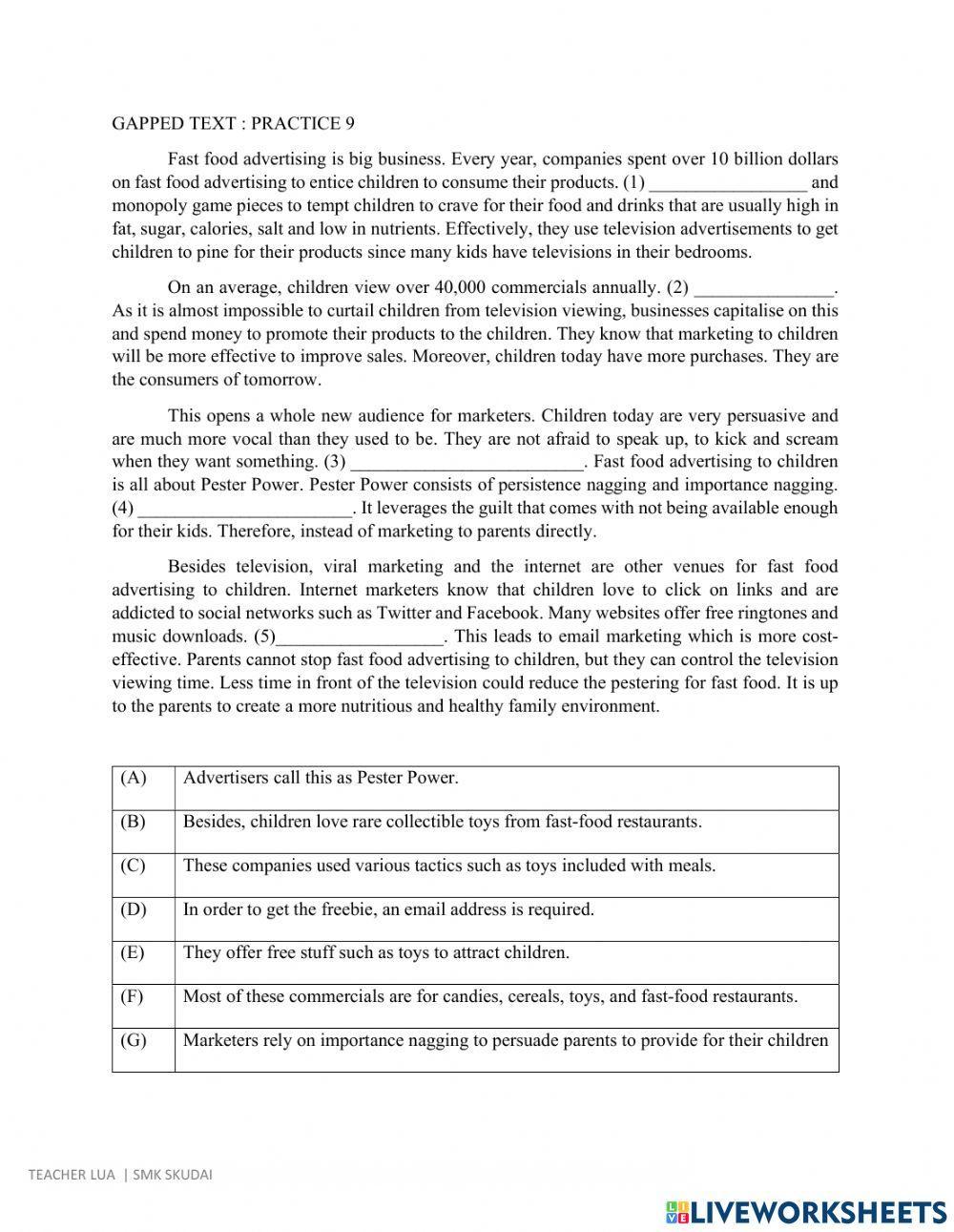 MUET Gapped Tex… | Free Interactive Worksheets | 1081375