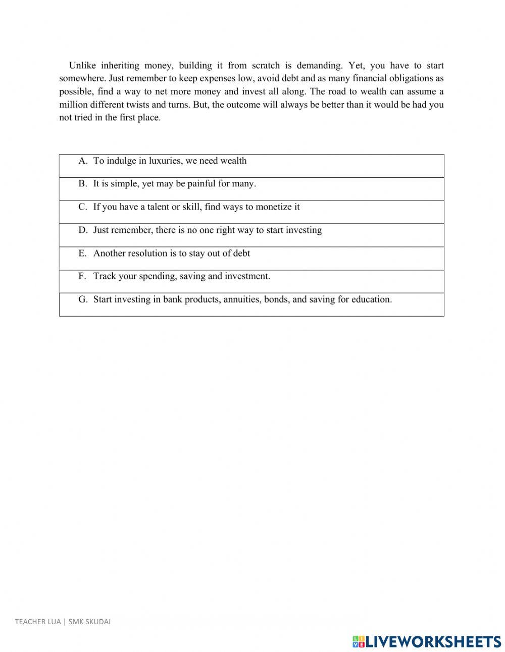 MUET Gapped Text (16) 1081411 | Yclua | LiveWorksheets