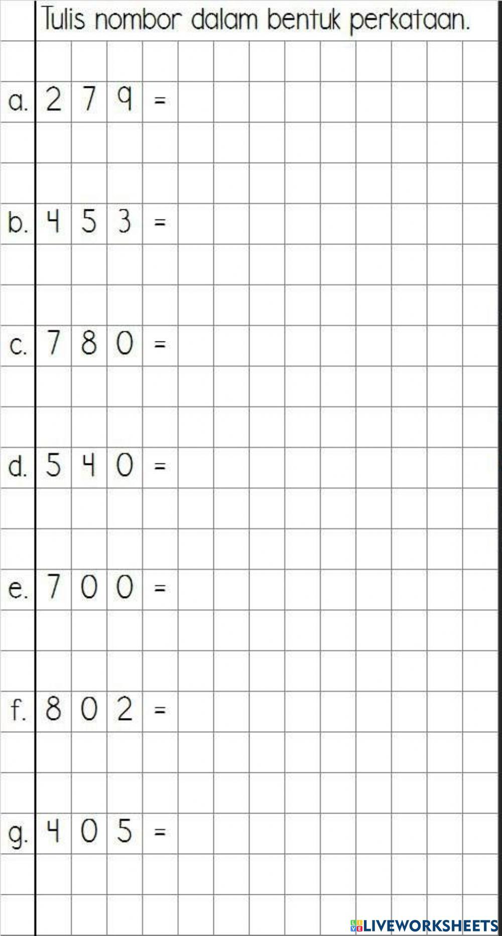 Matematik pendidikan khas interactive exercise for 2 | Live Worksheets