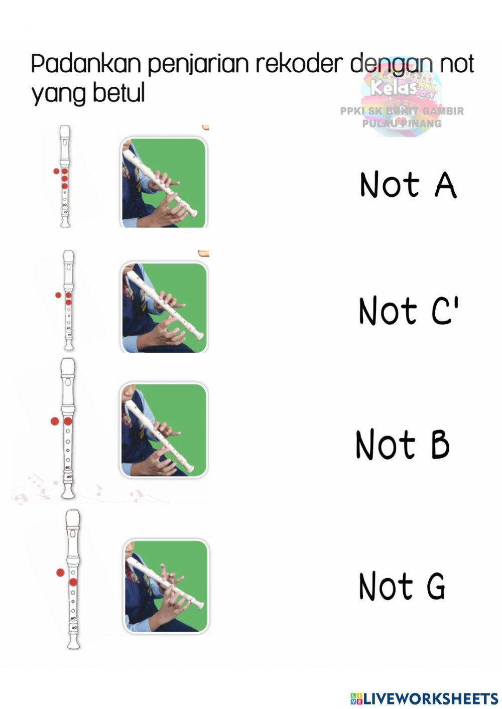 Penjarian rekorder worksheet | Live Worksheets