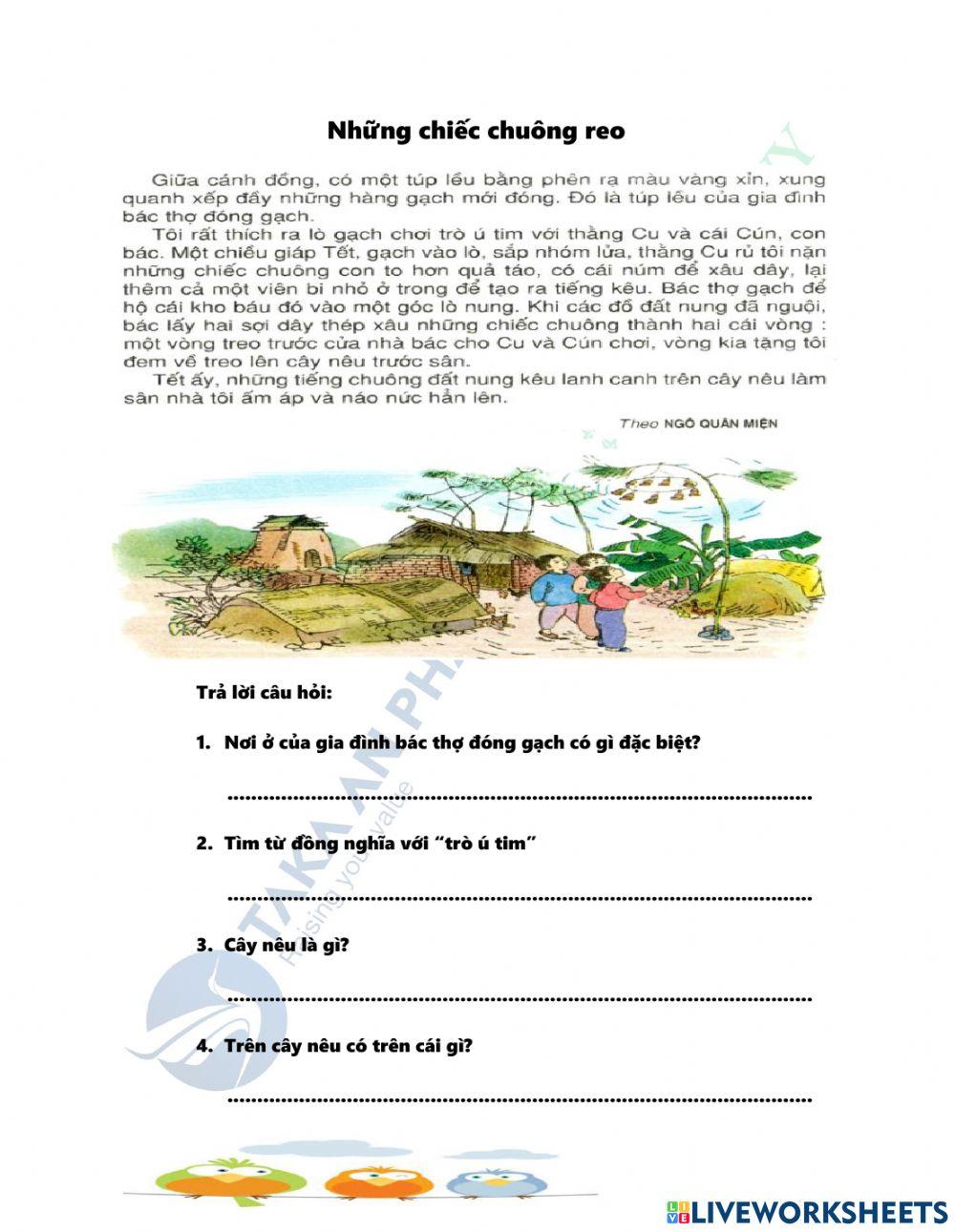 Những chiếc chuông reo worksheet | Live Worksheets