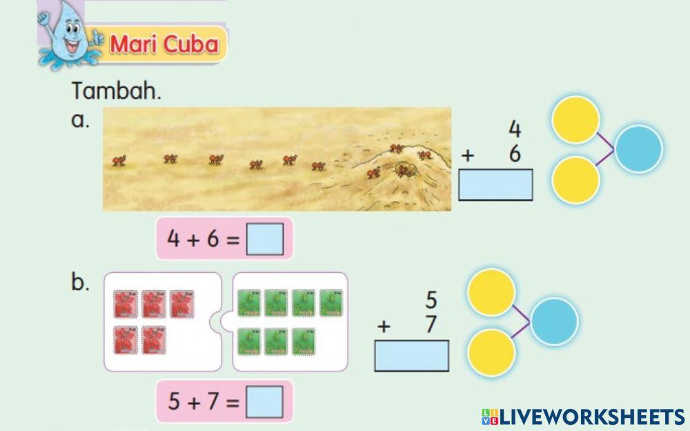 Matematik latihan operasi tambah activity | Live Worksheets