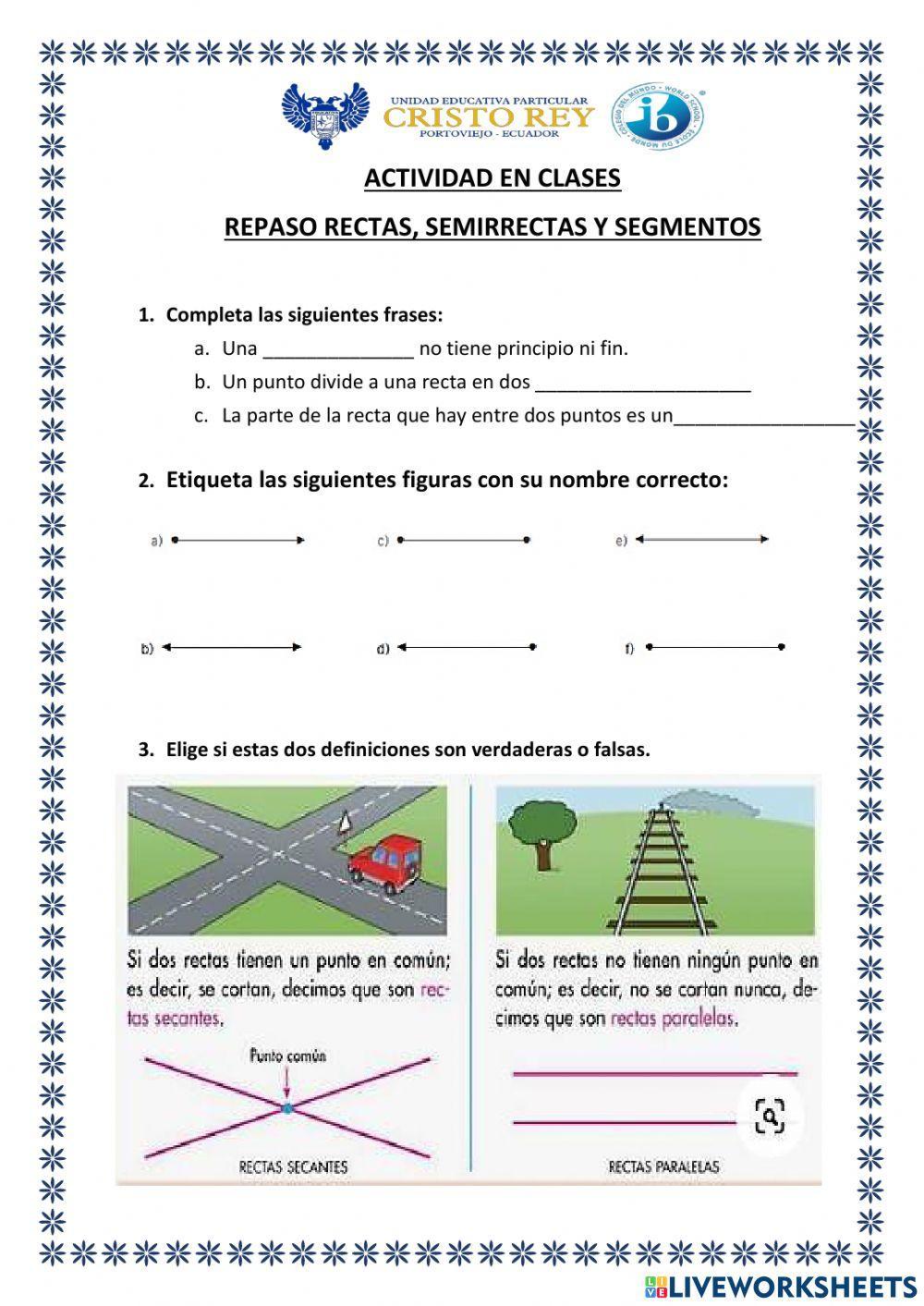 Líneas rectas, … | Free Interactive Worksheets | 1082511
