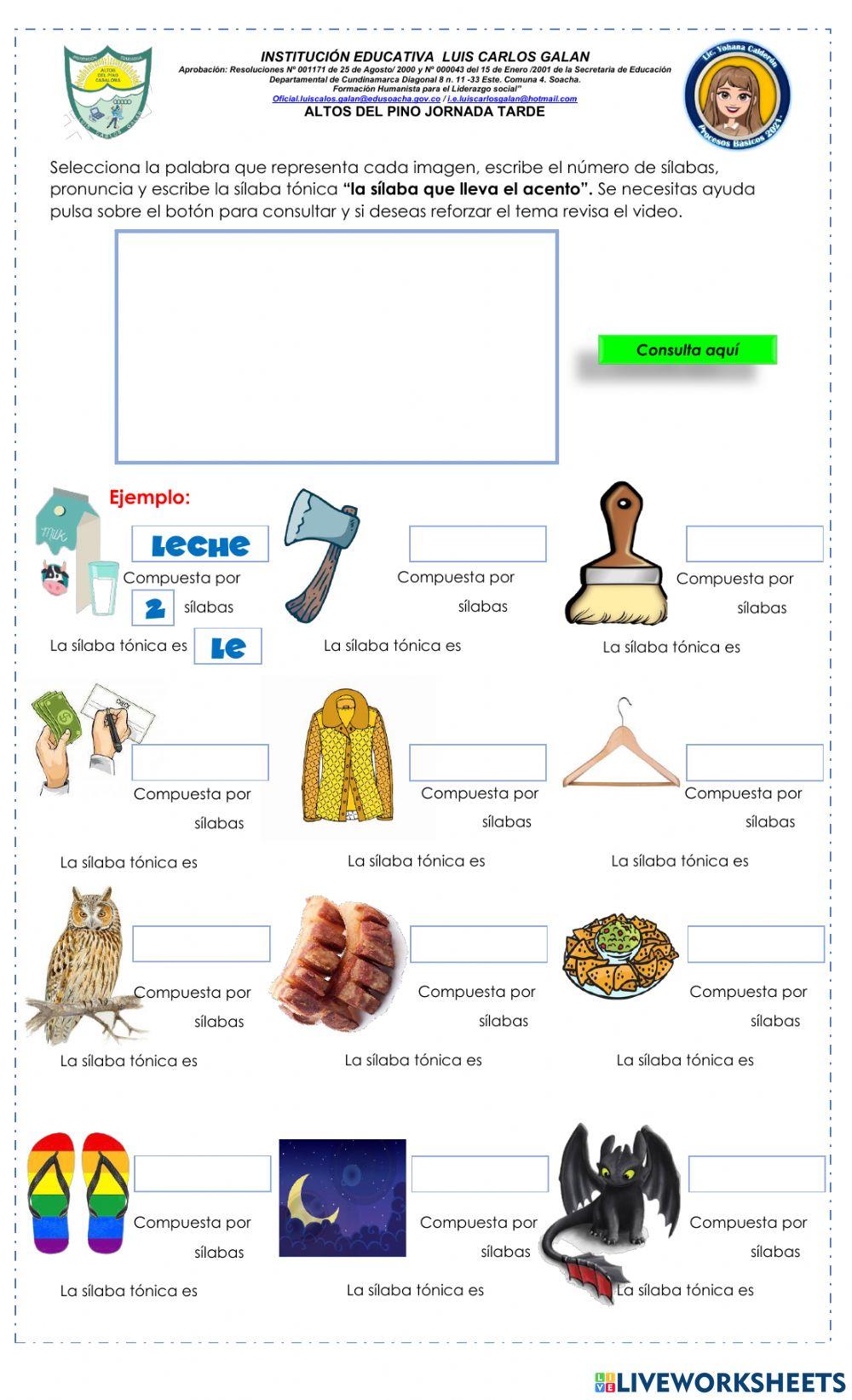 Usando la letra ch worksheet | Live Worksheets