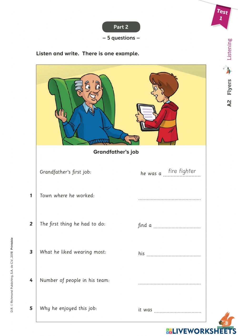 Flyers 1 Exam -… | Free Interactive Worksheets | 6632180
