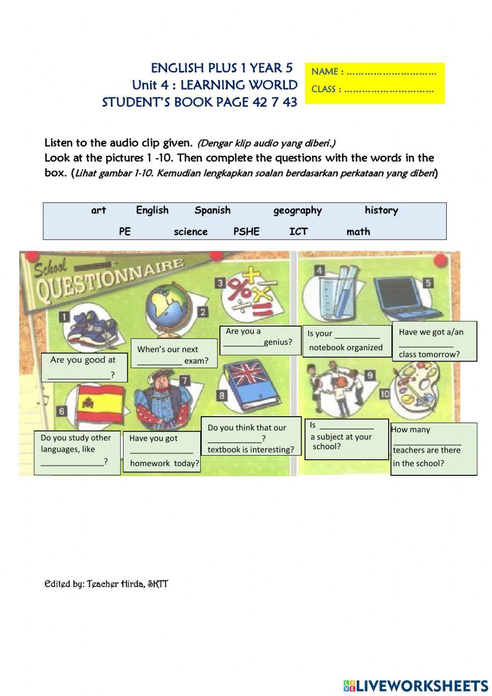CEFR Year 5 Learning world page 42 1082779 | irdafeby